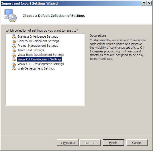 Reset Visual studio 2008 default settings | Jamil Haddadin